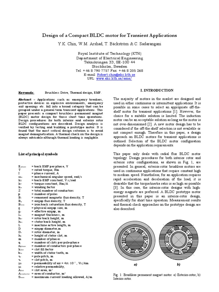 Design of A Compact BLDC Motor For Transient Applications | PDF ...
