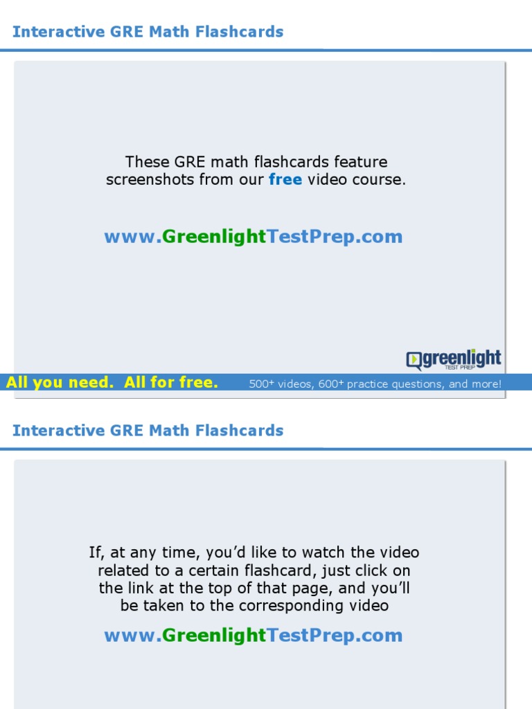 GRE Math Flashcards - GreenlightTestPrep | PDF