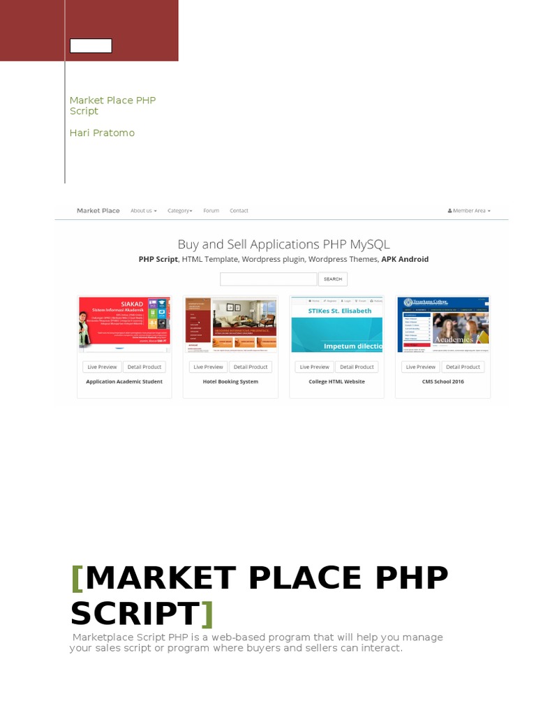 Manual Book Market Place Script PHP | PDF | Websites | Internet Forum