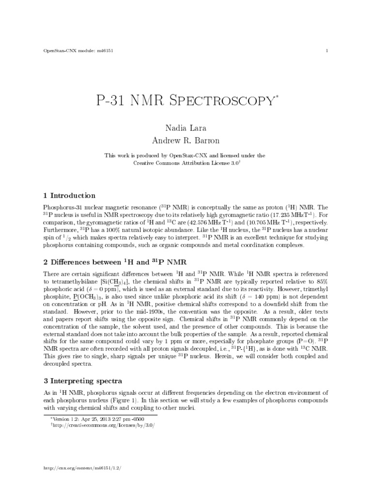 P 31 NMR Spectroscopy 2 | Download Free PDF | Nuclear Magnetic ...