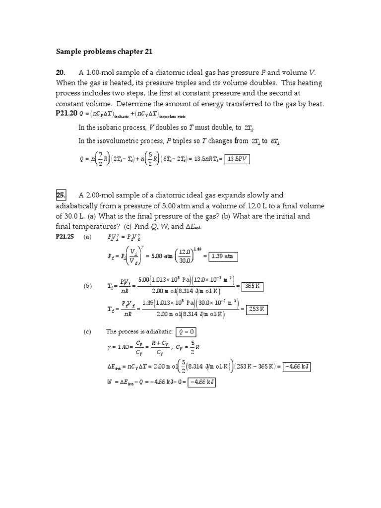 Ideal Gas Thermodynamics Problems | PDF | Gases | Heat