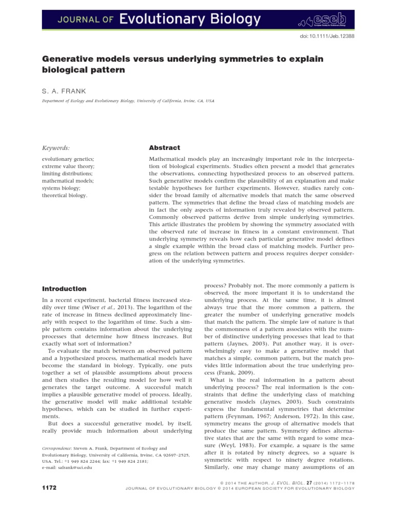 Generative Models Versus Underlying Symmetries To Explain Biological ...