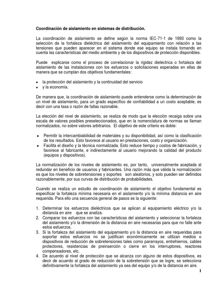 Coordinacion de Aislamiento | PDF | Corriente eléctrica | Transformador