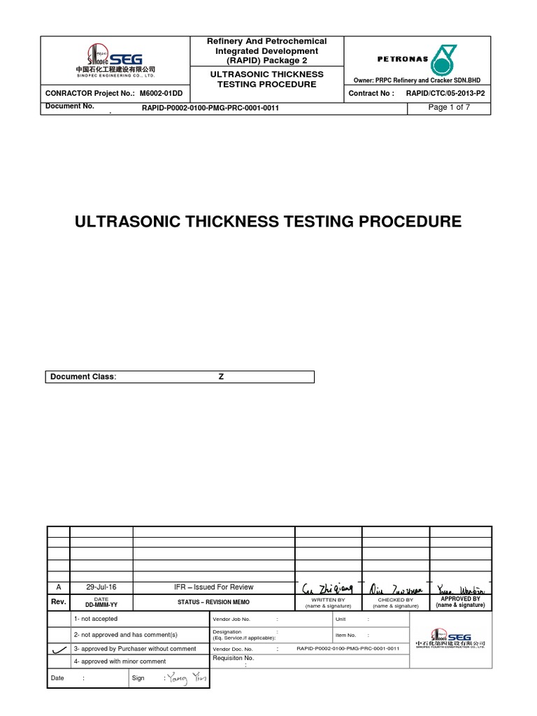 Ultrasonic Thickness Testing Procedure | PDF | Ultrasound | Viscosity