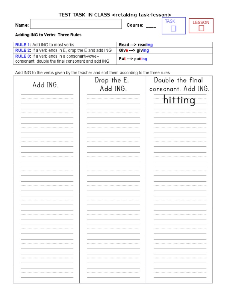 Adding ING to Verbs: Three Rules Guide | PDF