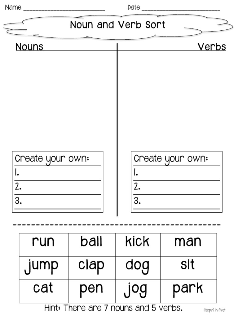 Noun and Verb Sort | PDF