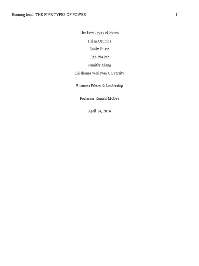 The Five Types of Power | PDF | Expert | Leadership