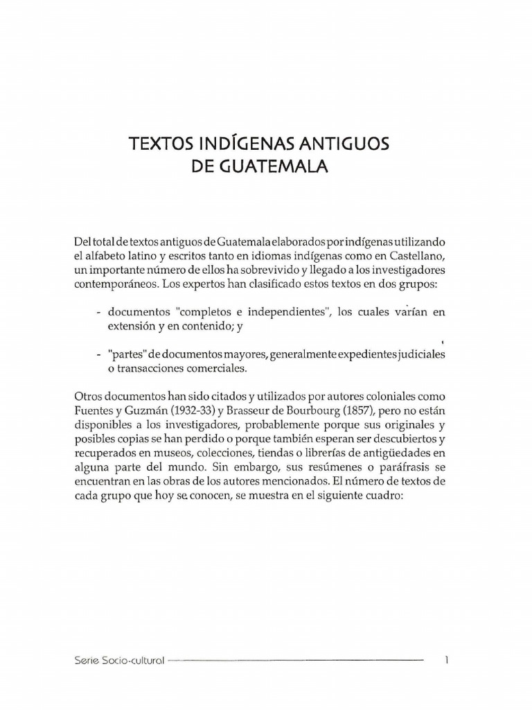 Textos Indigenas Antiguos de Guatemala | PDF | Cultura de las Americas ...