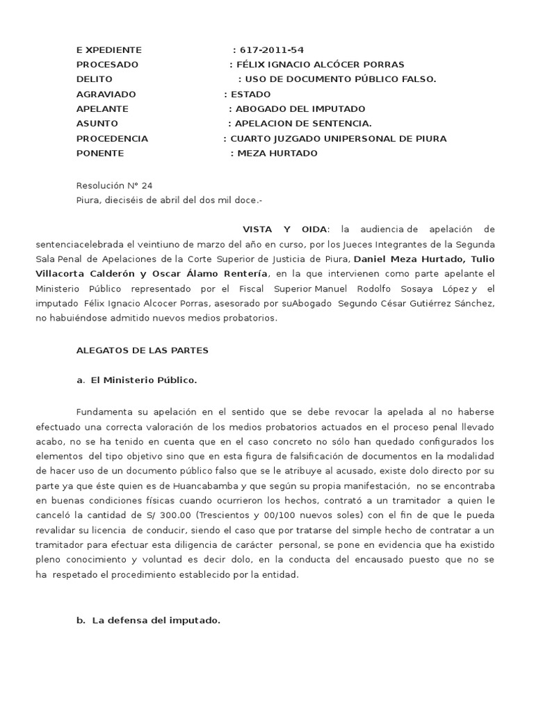 SENTENCIA ABSOLUTORIA | Derecho penal | Delito