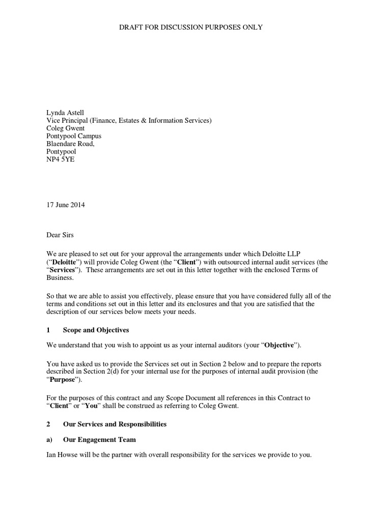 13.125.engagement Letter Internal Audit | PDF | Internal Control ...