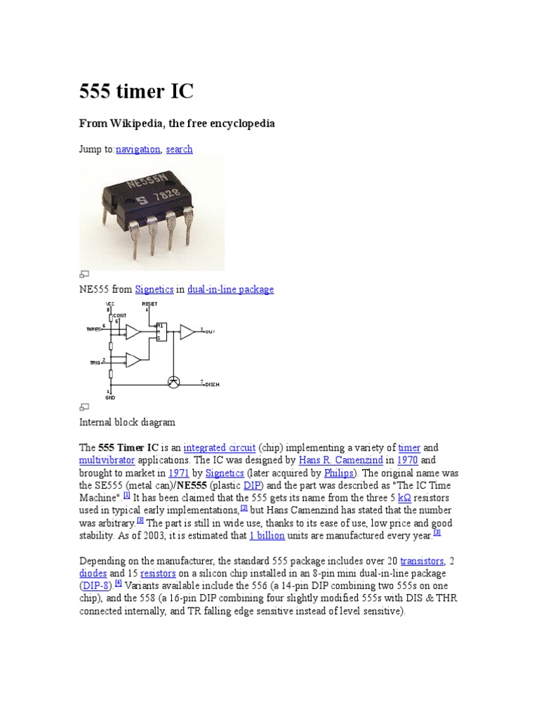 555 Timer IC | PDF | Electrical Engineering | Electricity