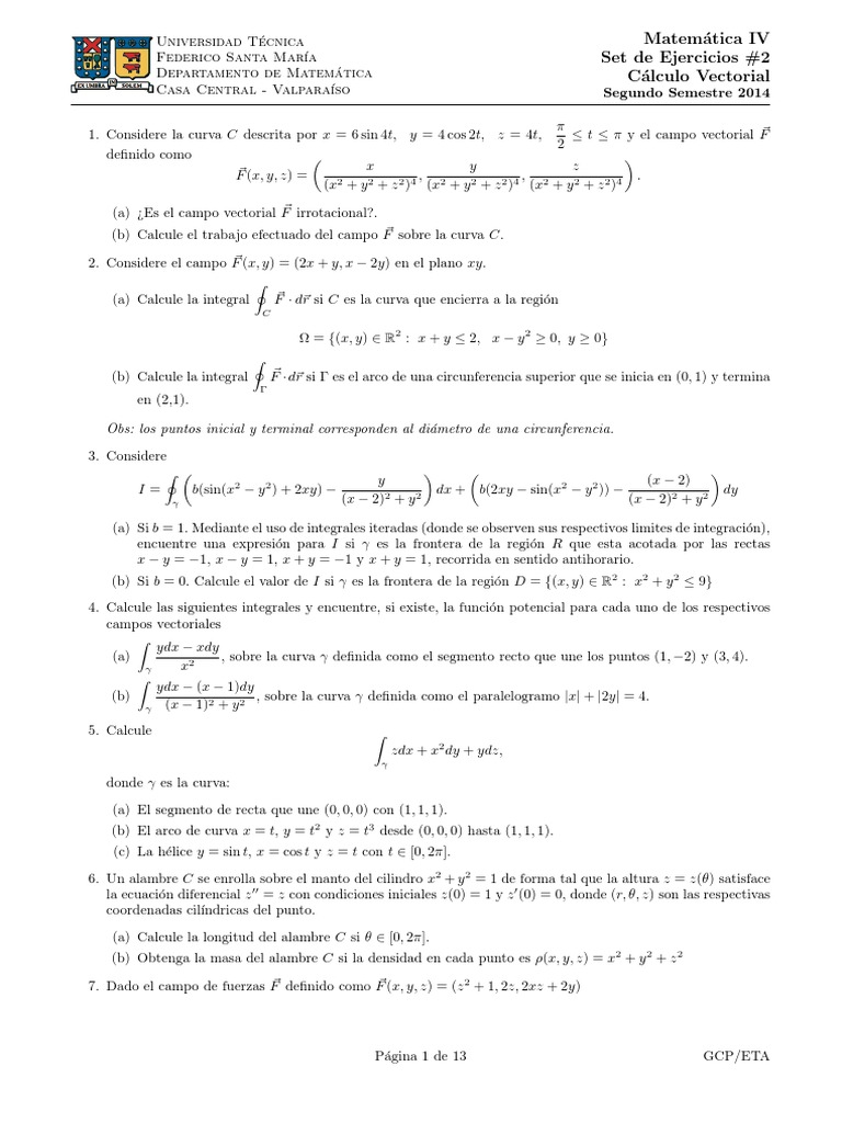 Set 2 Ejercicios - Mat024 PDF | PDF | Integral | Curva