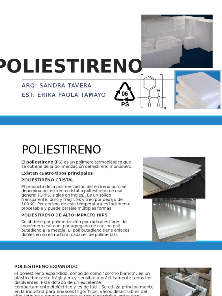 Tipos y Usos del Poliestireno Expandido | PDF | Poliestireno | Polímeros