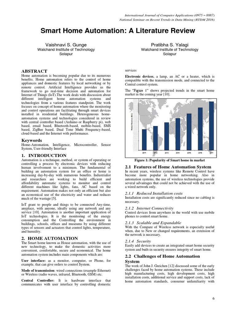 Smart Home Automation: A Literature Review | PDF | Home Automation ...