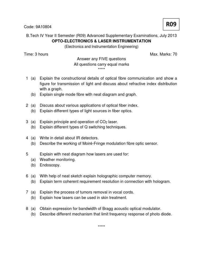 Opto-Electronics & Laser Instrumentation | PDF