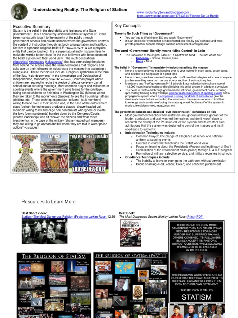 The Religion of Statism - Guide To Libertarianism / Anarchism | PDF