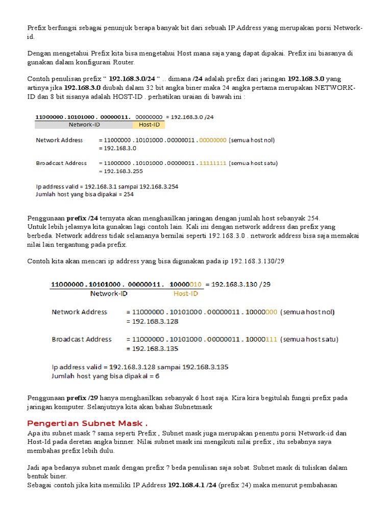 Prefix Berfungsi Sebagai Penunjuk Berapa Banyak Bit Dari Sebuah IP ...