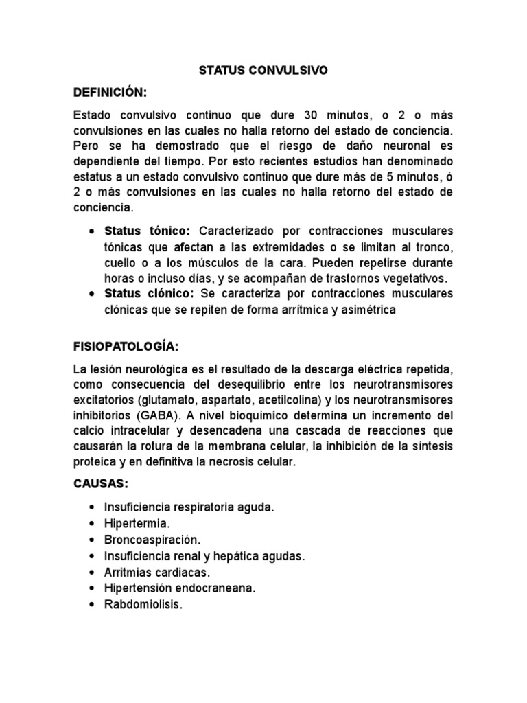 Estatus Convulsivo | PDF | Enfermedades y trastornos | Medicina