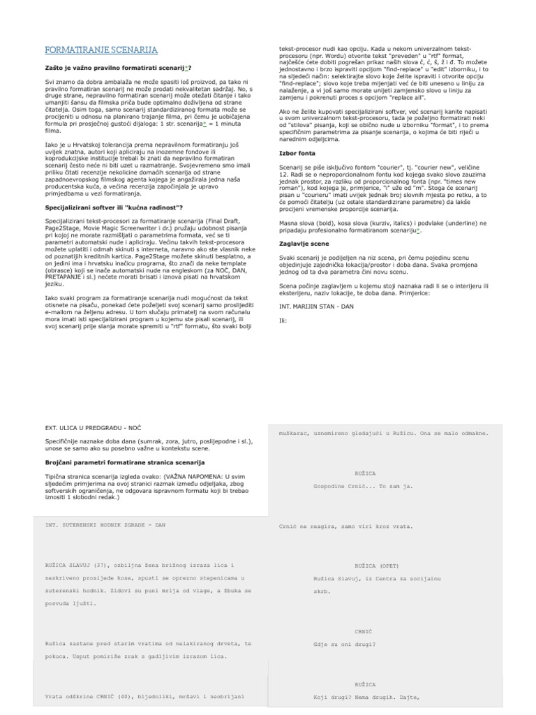 Formatiranje Scenarija | PDF