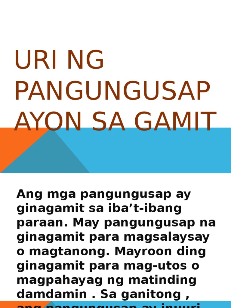 Group 3-Uri Ng Pangungusap Ayon Sa Gamit