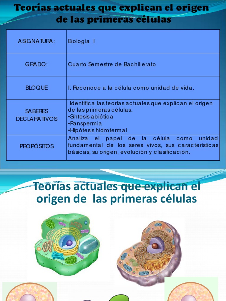 Teoria Origen de La Celula | PDF | Abiogénesis | Organismos