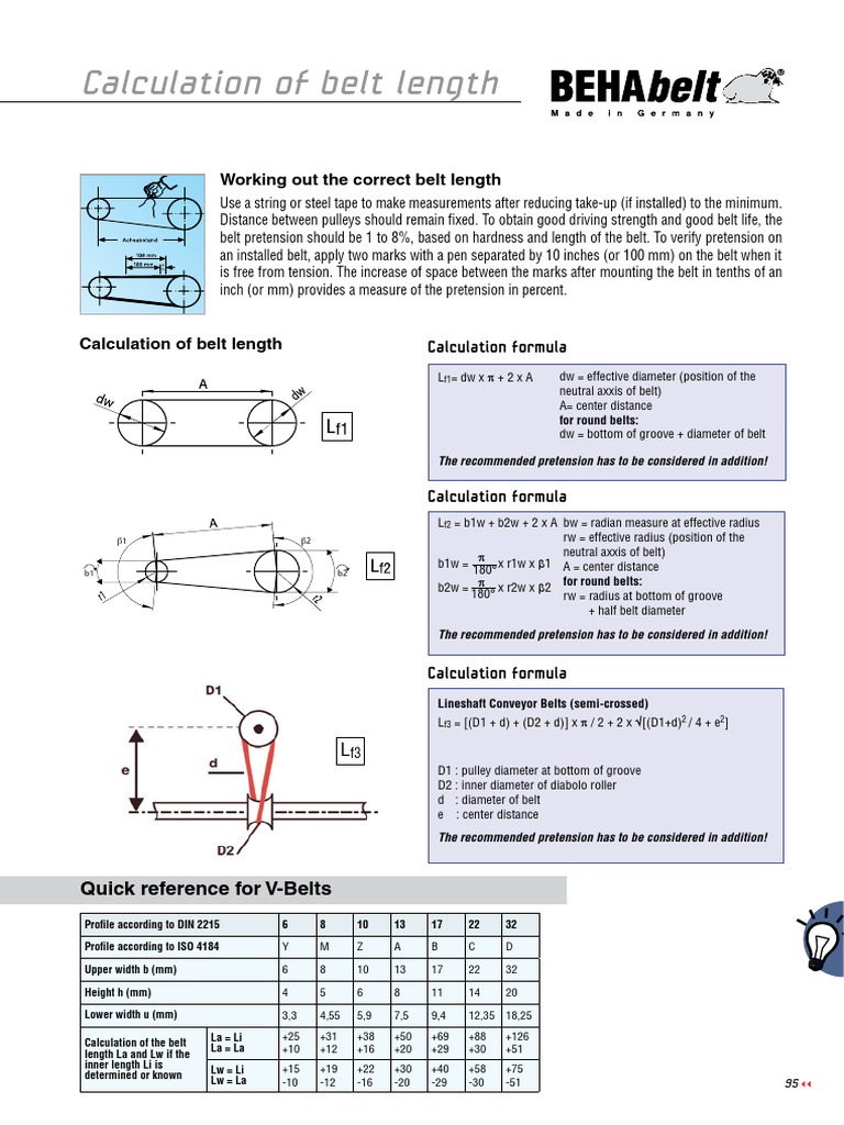 Calculation of V-Belt Length | PDF