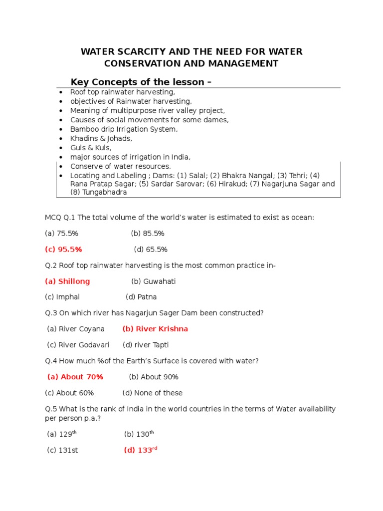 Water Scarcity and The Need For Water Conservation and Management | PDF ...