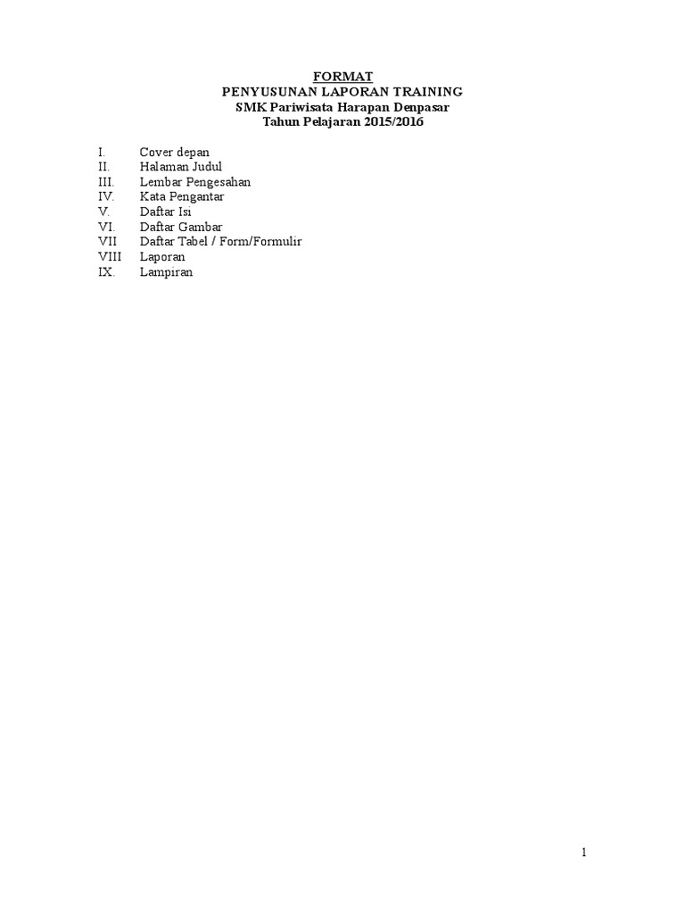 Format Laporan TRAINING | PDF