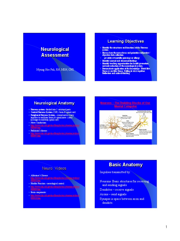 Neurological Assessment: Learning Objectives | PDF | Central Nervous ...