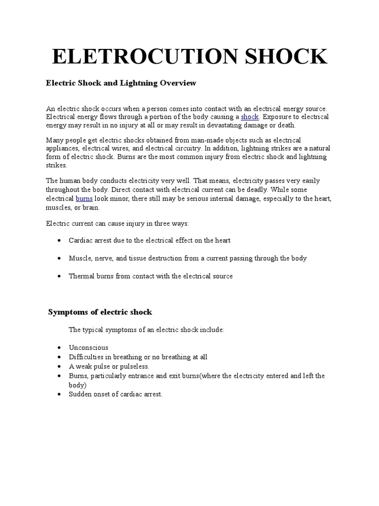 Electricution Shock | PDF | Electric Shock | Burn