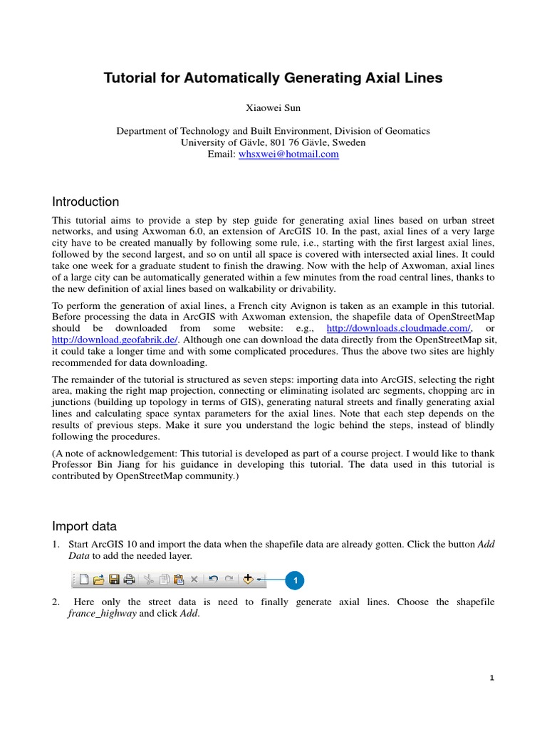 Tutorial For Automatically Generating Axial Lines: Data To Add The ...