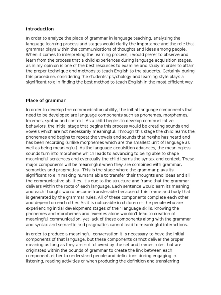 Importance of Grammar in Language Teaching | PDF | Language Acquisition ...