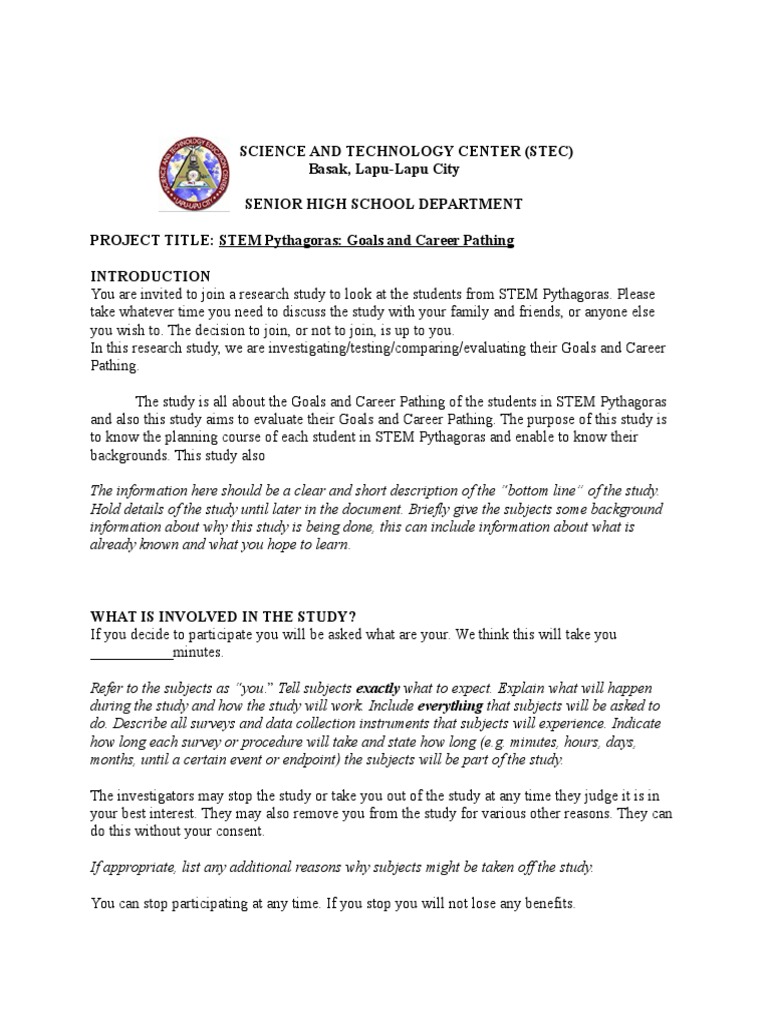 Informed Consent Document Template | PDF | Risk | Confidentiality