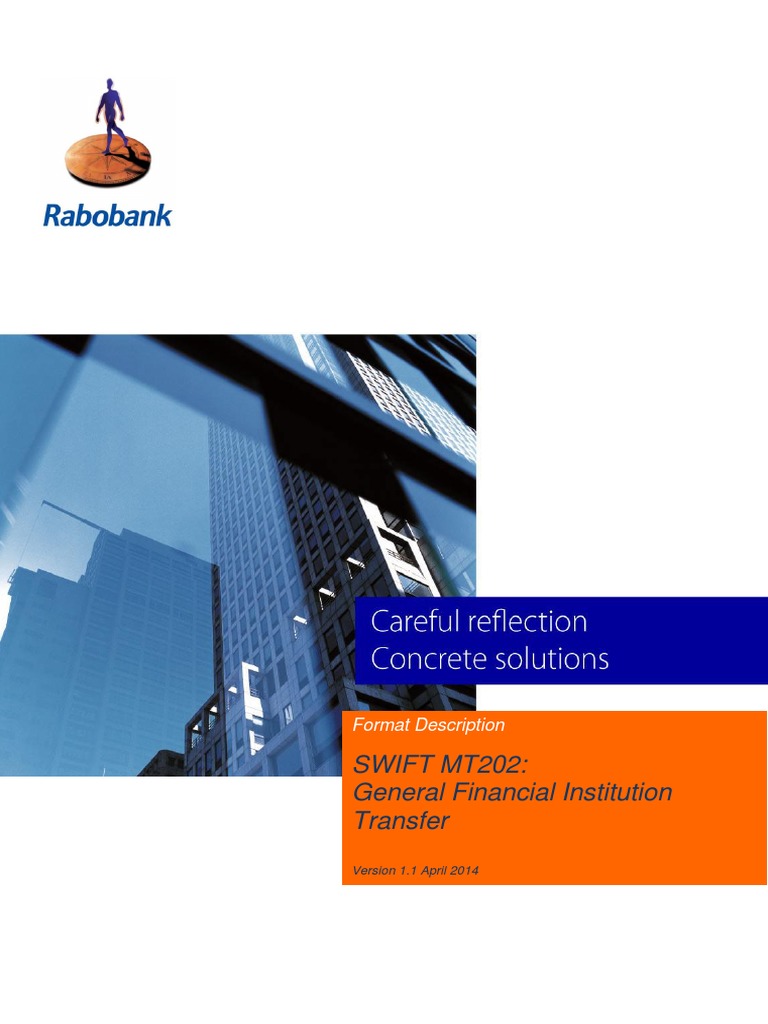 SWIFT MT202 Format Specifications | PDF | Specification (Technical ...