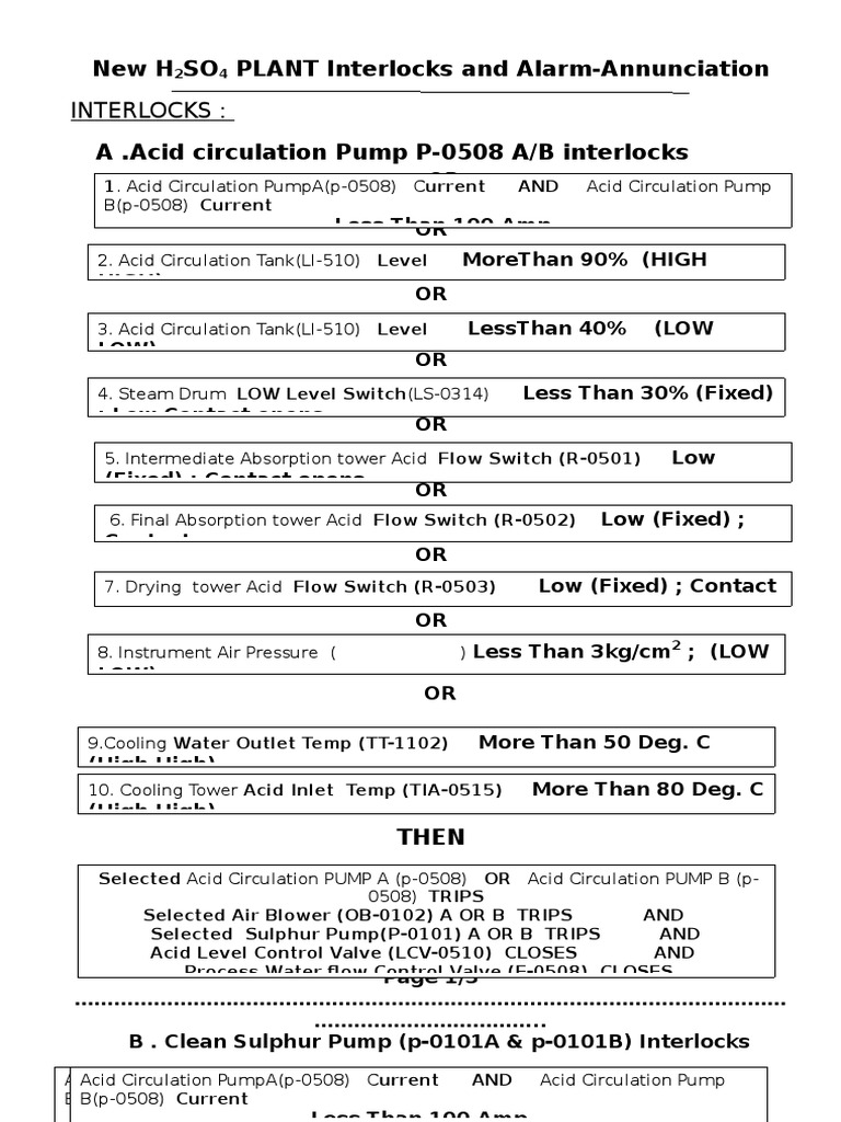 New H2SO4 PLANT Interlocks and Alarm-2 | PDF | Chess | Chess Theory