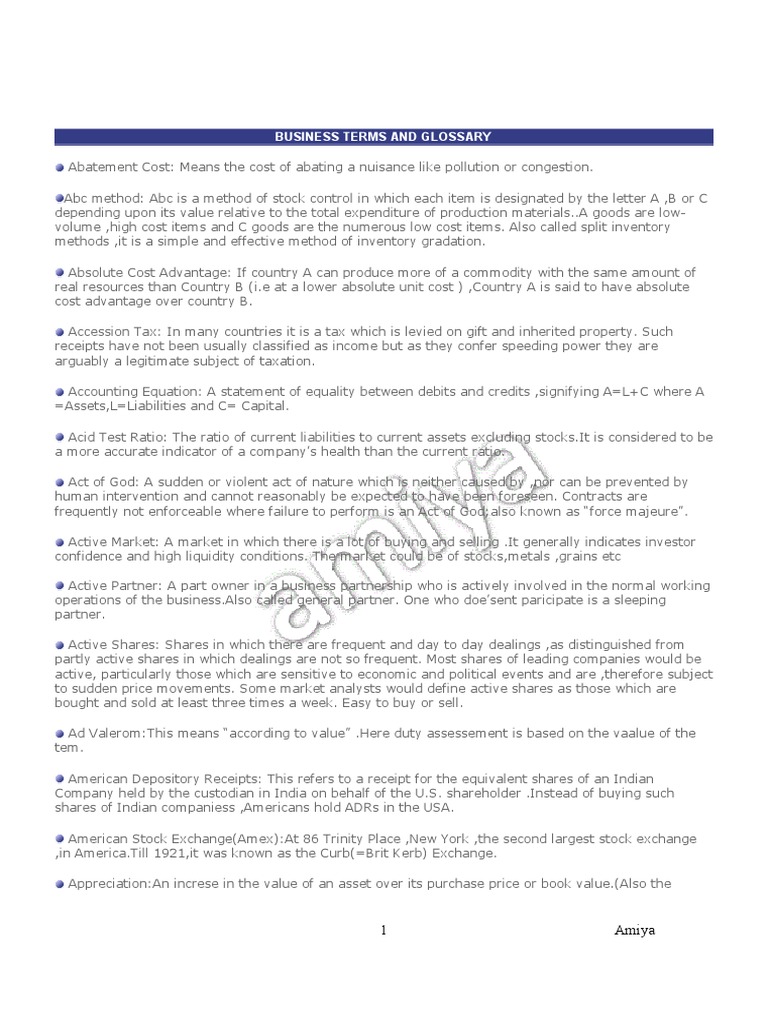 Business Terms and Glossary Guide | PDF | Futures Contract | Stocks
