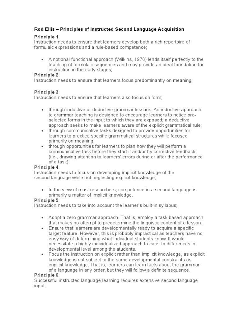 Rod Ellis - Principles of Instructed Language | PDF | Second Language ...