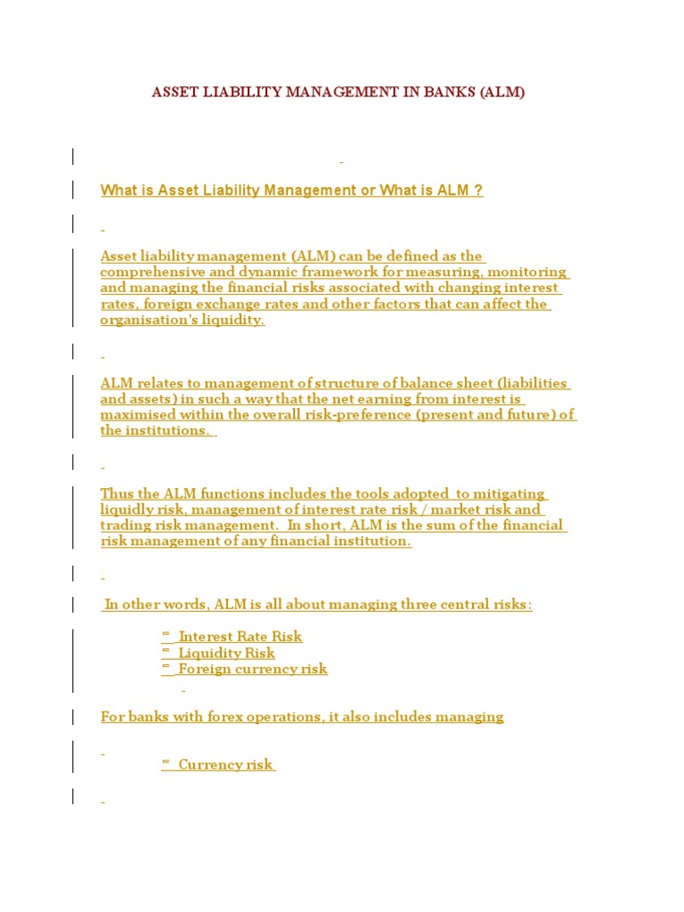 Asset Liability Management in Banks | PDF | Bond Duration | Asset ...