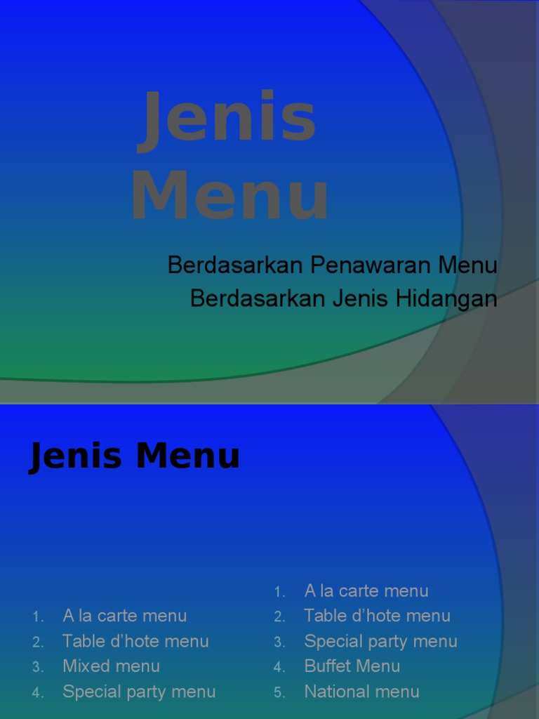Jenis Menu | PDF