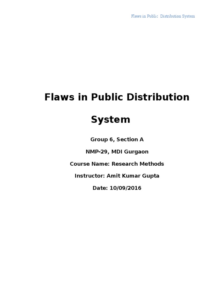 Flaws in Public Distribution System Article - Grp6 | PDF