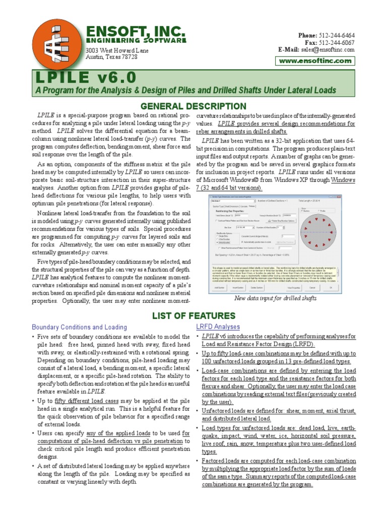 Ensoft, Inc.: A Program For The Analysis & Design of Piles and Drilled ...