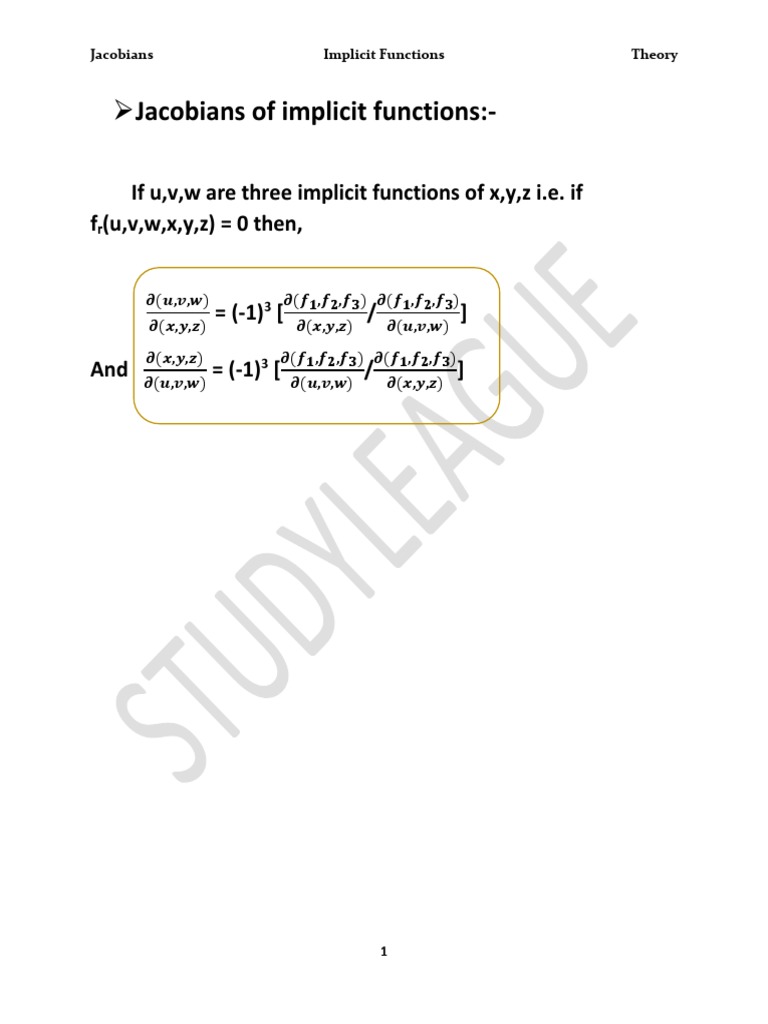 3.jacobians of Implicit Functions | PDF