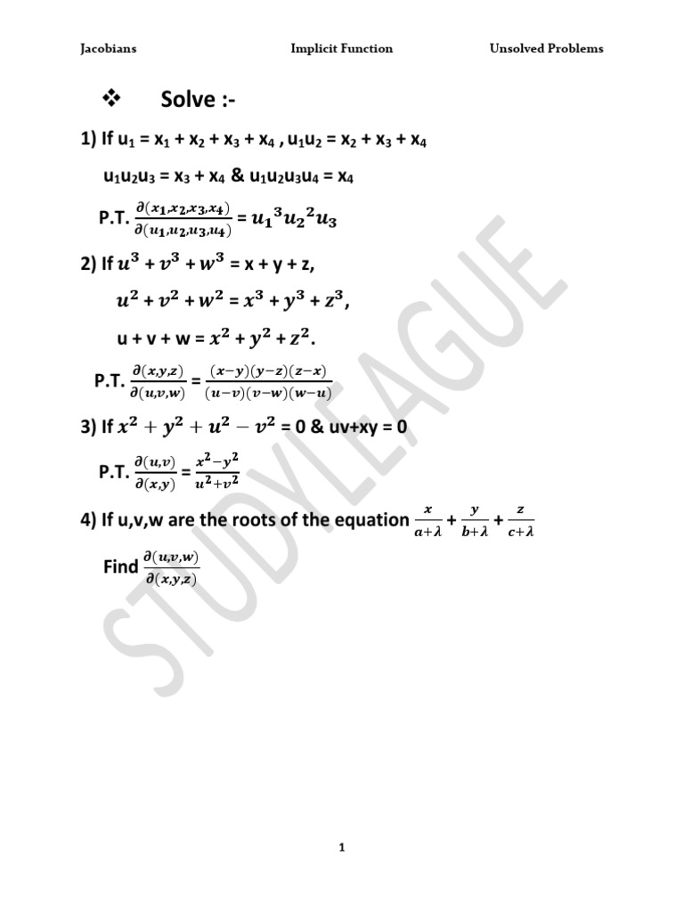 3.jacobians of Implicit Functions | PDF | Equations | Numerical Analysis