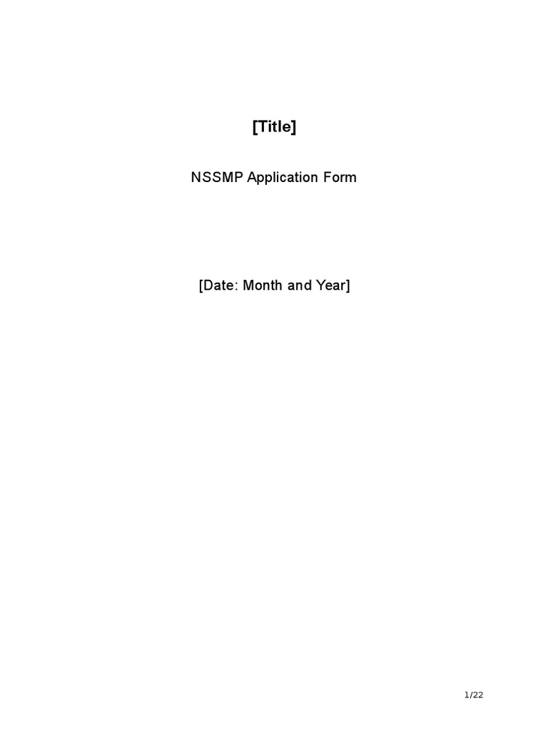 NSSMP Application Form | PDF