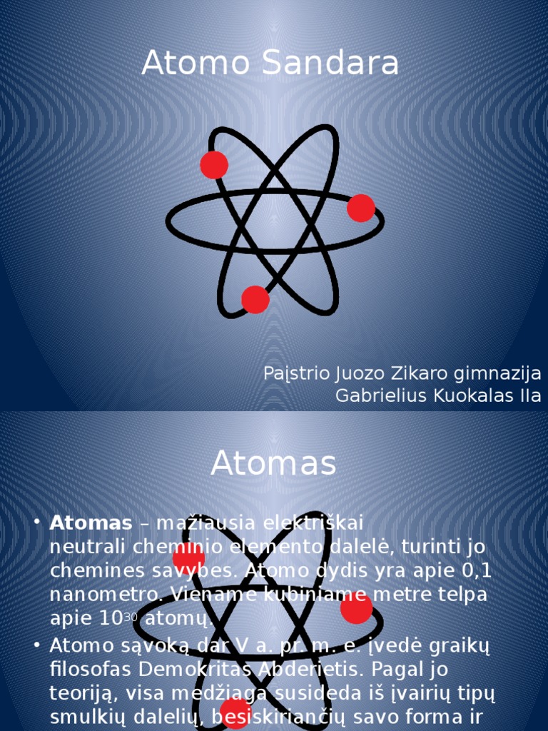 Atomo Sandara Gabrielius Kuokalas IIa | PDF