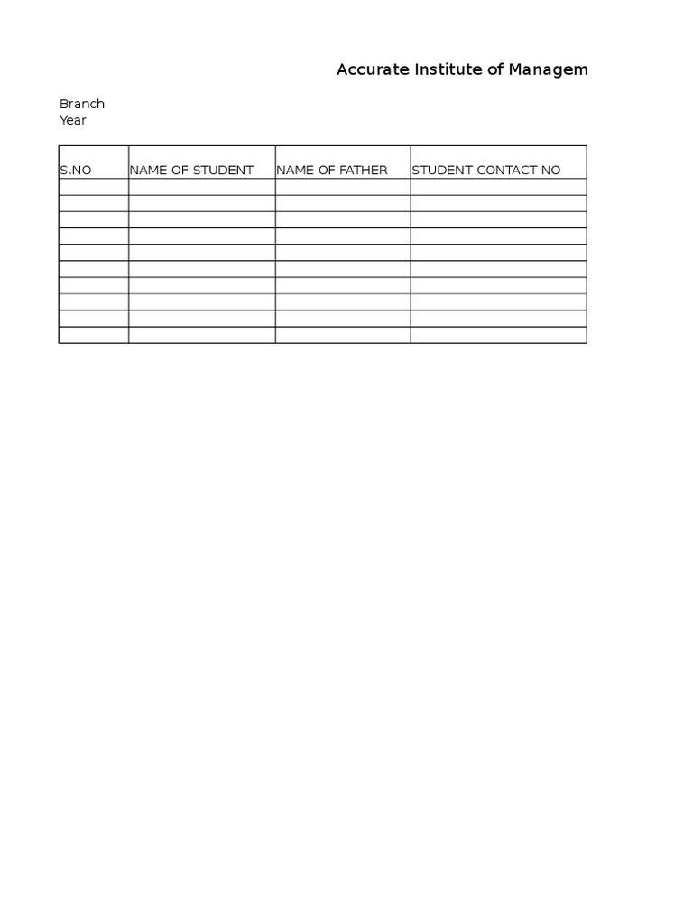 Student Contact Information Form | PDF