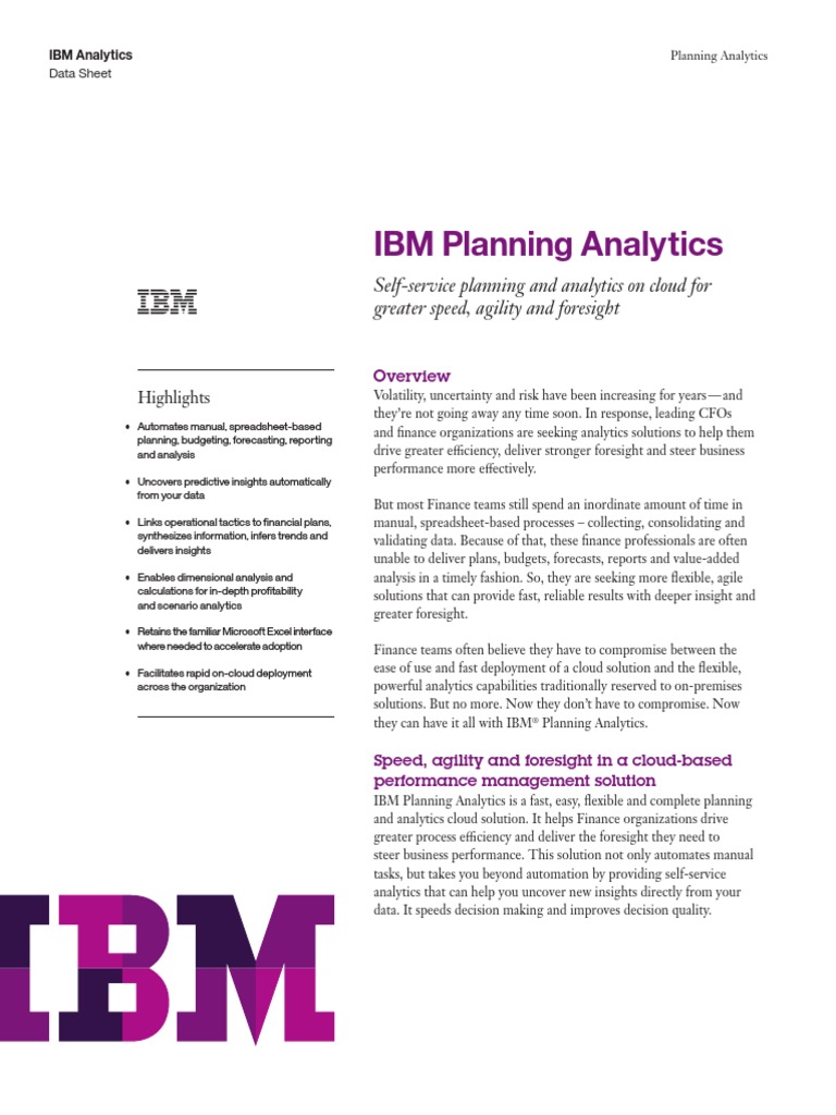 IBM Planning Analytics Data Sheet | PDF | Analytics | Microsoft Excel