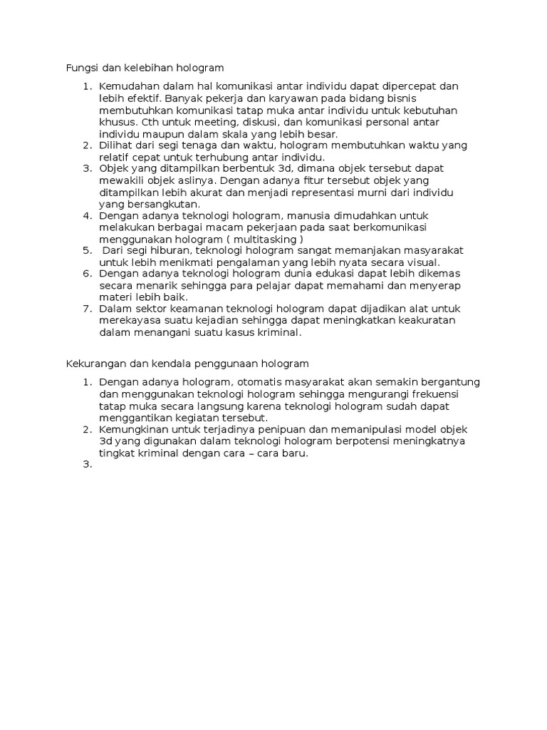 Fungsi Dan Kelebihan Hologram | PDF