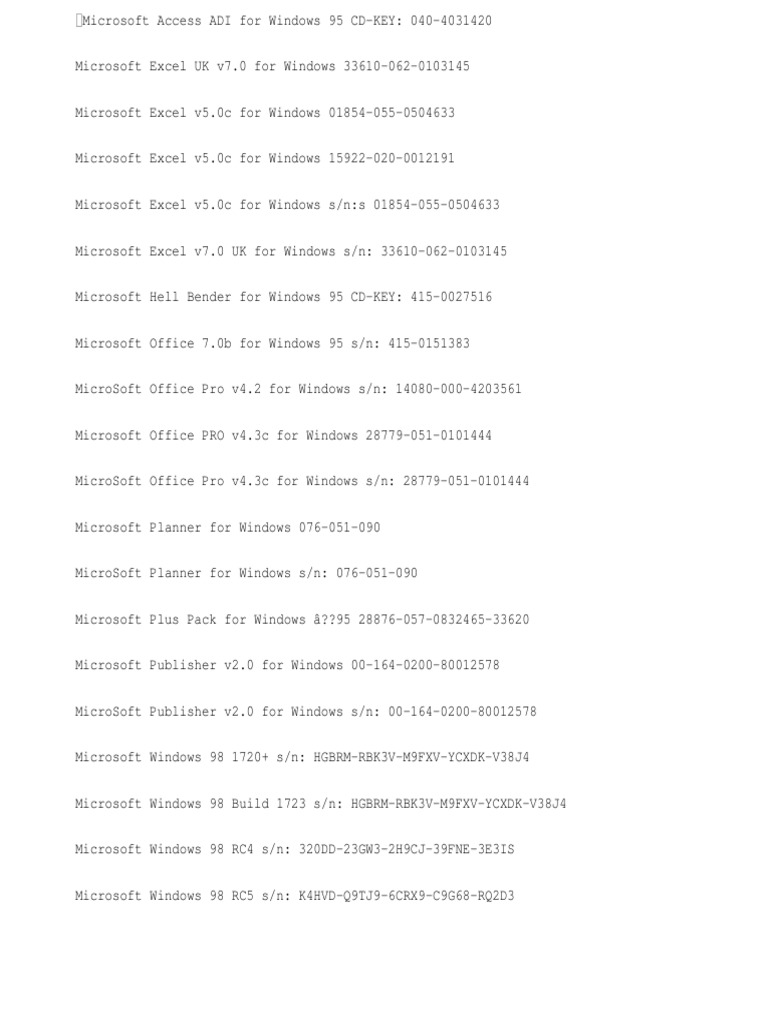 All Microsoft Product Keys | PDF | Microsoft | Microsoft Office