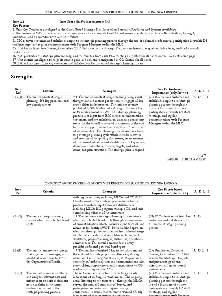 Cap Case Study - Isc New London - Site Visit Report Book - 2008 - Cat 2 ...